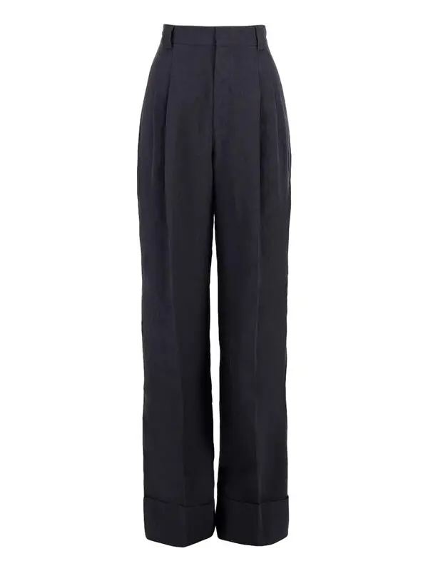 Zeus+dione Rebetiko Linen-blend Wide-leg Trousers - Black