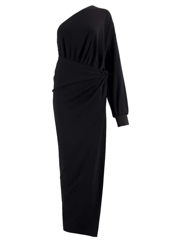 Balenciaga Asymmetric Wrap Midi Dress - Black