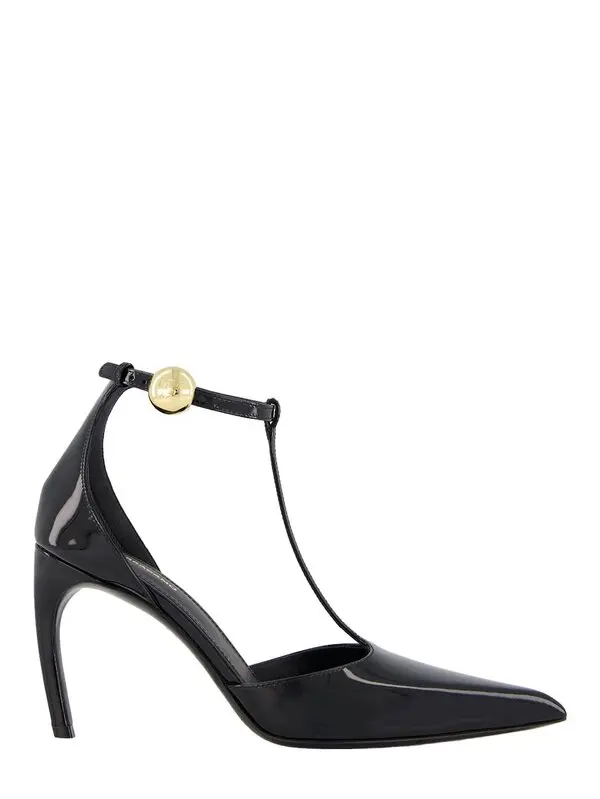 FERRAGAMO Patent Leather T-strap Pumps - Black