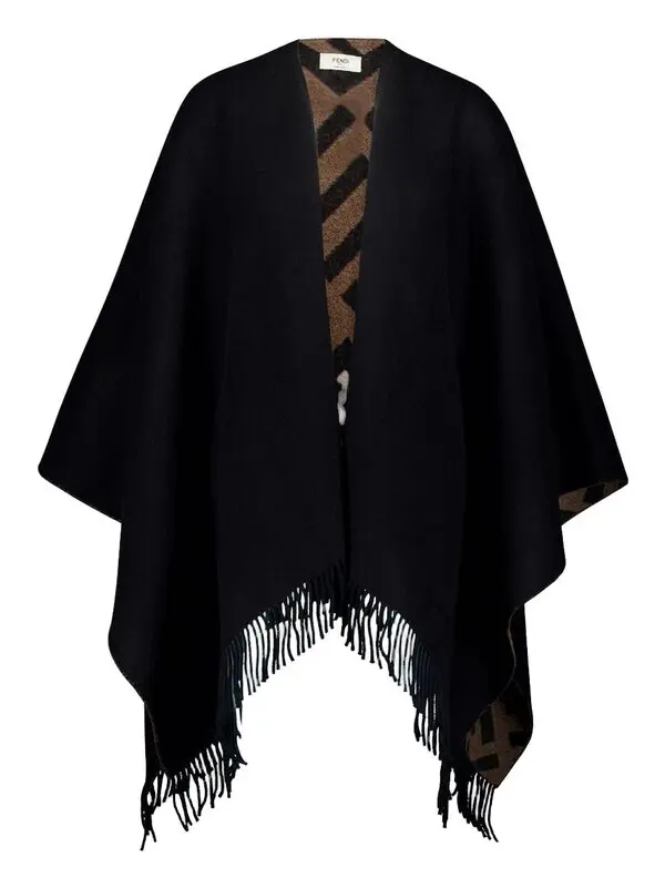 Fendi Reversible Poncho - Black