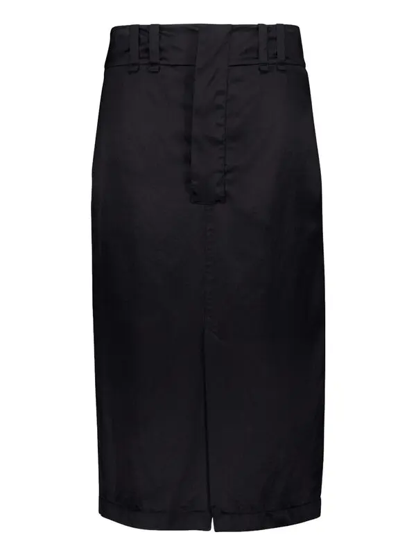 Saint Laurent Silk Crepe De Chine Midi Skirt - Black