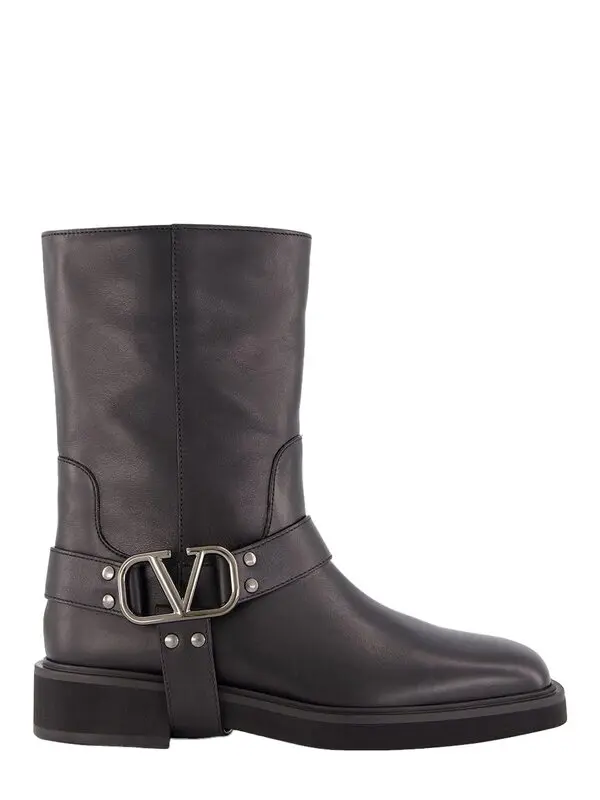 Valentino Garavani Leather Biker Boots - Black