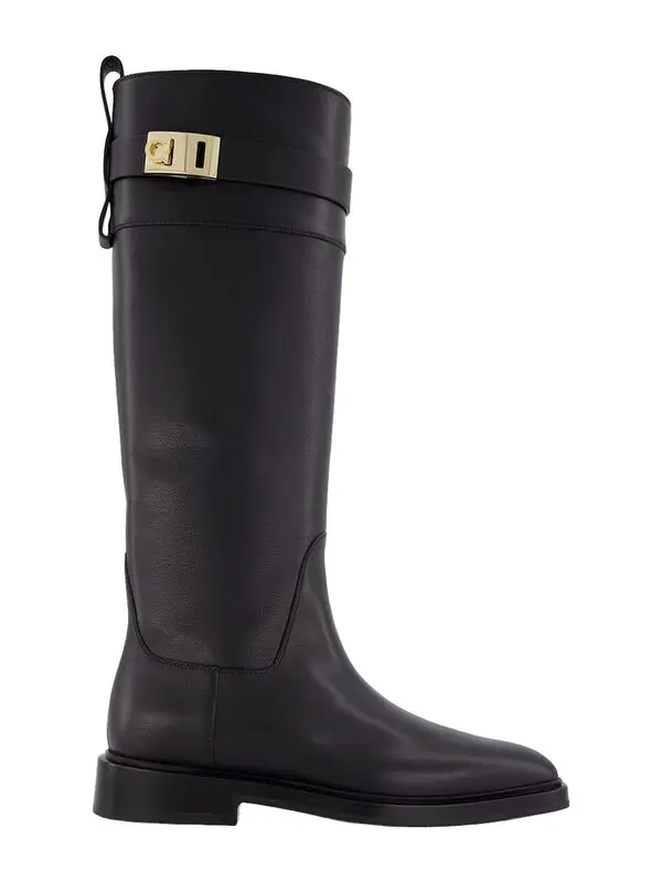 FERRAGAMO Calf-length Leather Boots - Black