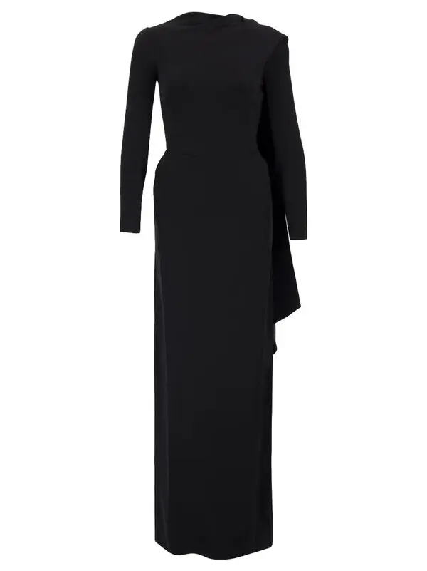 Balenciaga Cape Gown In Stretch Crepe - Black