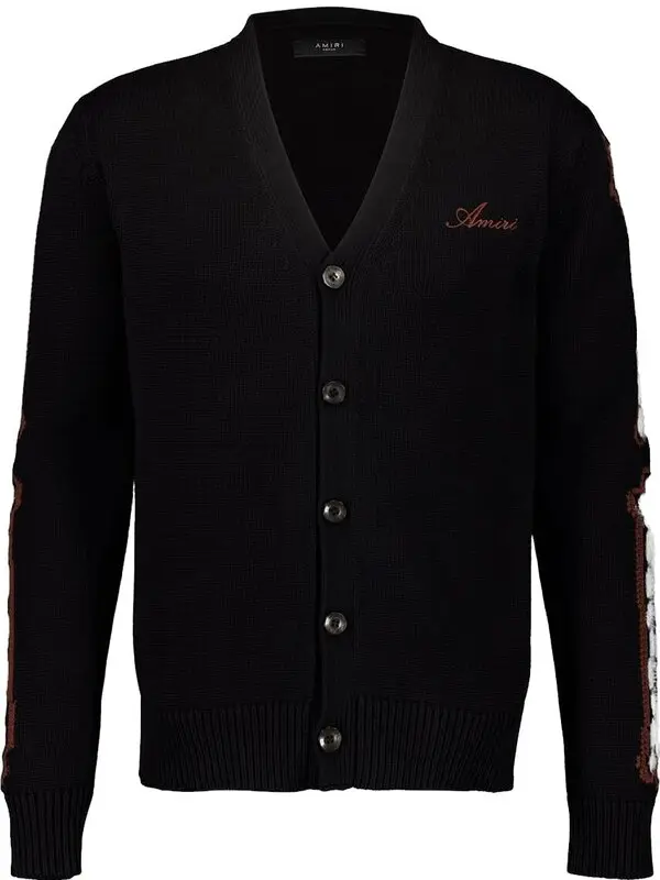 Amiri Leopard Bones Cardigan - Black