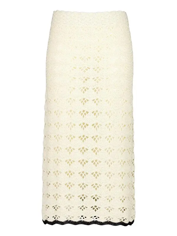 Zimmermann Rhiannon Crochet Midi Skirt - Cream