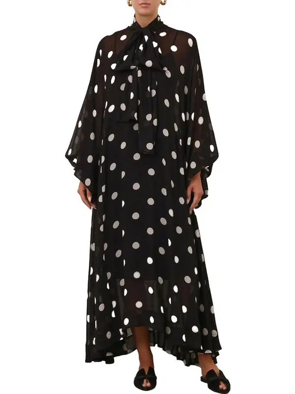 Zimmermann Crush Tie Neck Billow Dress - Black