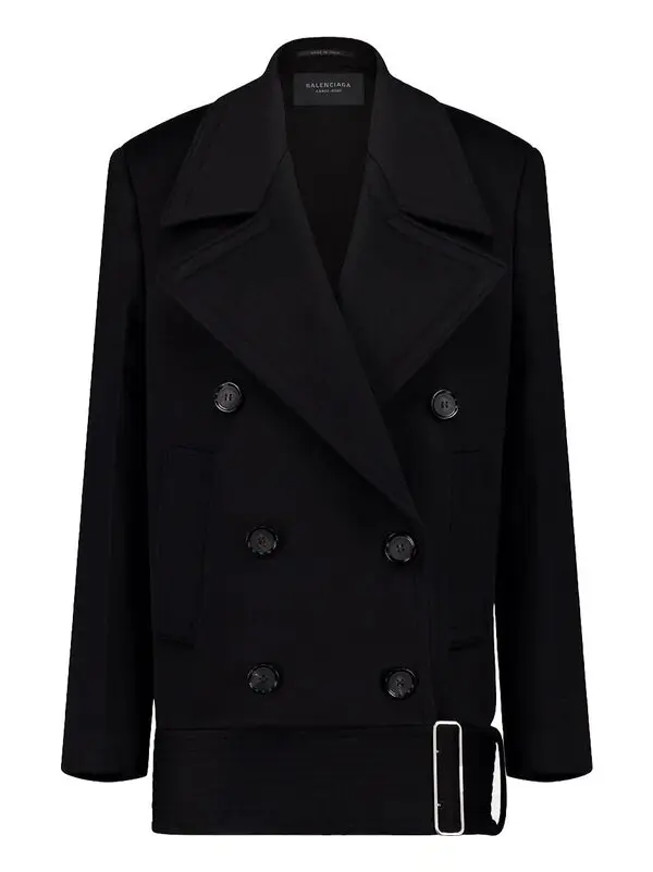 FERRAGAMO Wool And Cashmere Pea Coat - Black