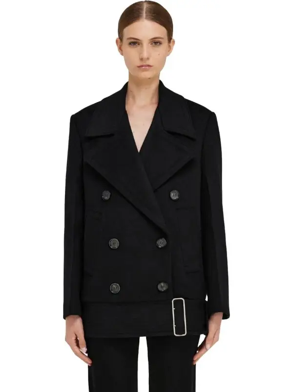 FERRAGAMO Wool And Cashmere Pea Coat - Black