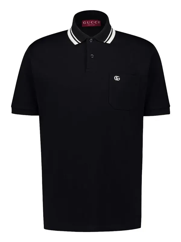 Gucci Cotton Polo Shirt With Web - Black