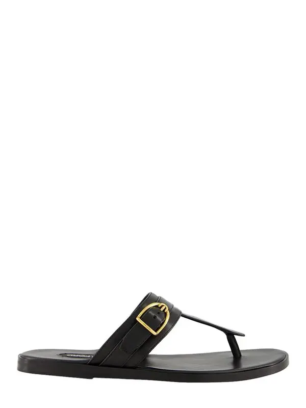TOM FORD Brighton Buckle Leather Sandals - Black