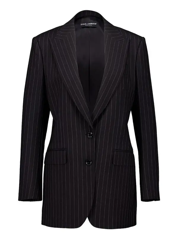 Dolce & Gabbana Single-breasted Pinstripe Wool Jacket - Black
