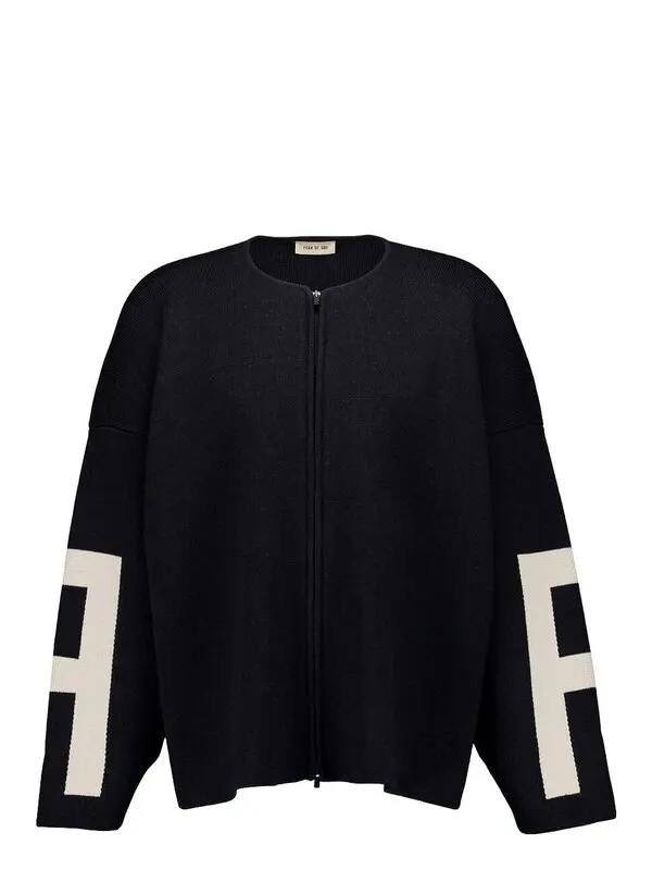 Fear Of God Melange Merino Wool Full Zip Sweater - Black