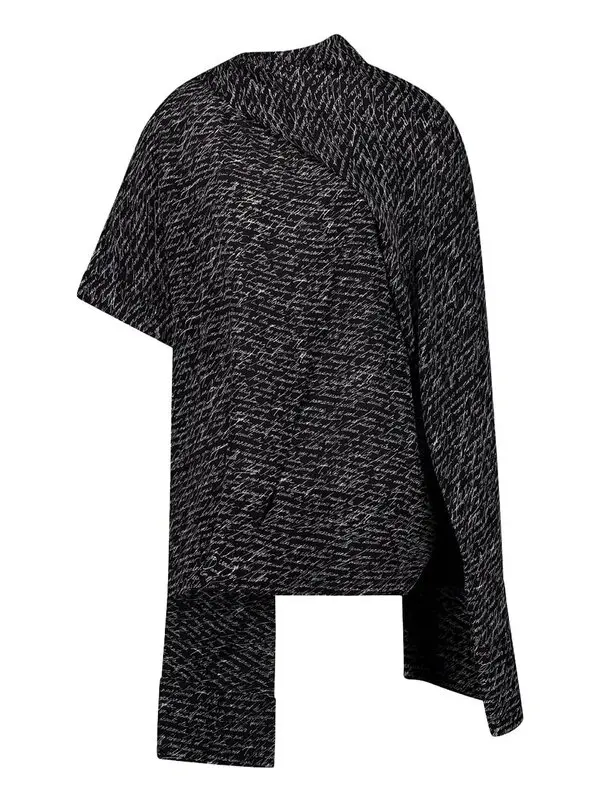 Balmain Script Print Silk Blouse - Black