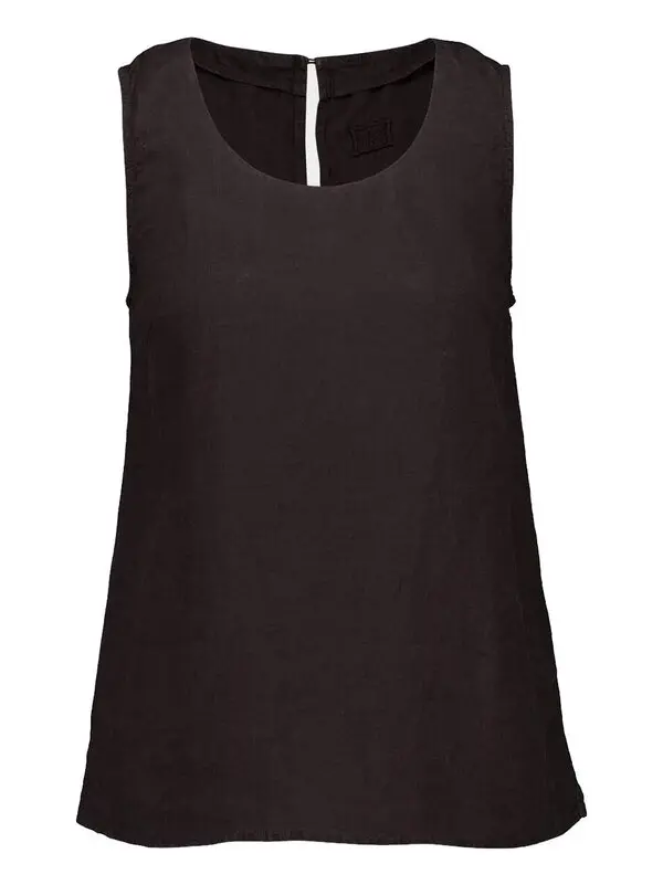 120% Lino Sleeveless Linen Top - Black