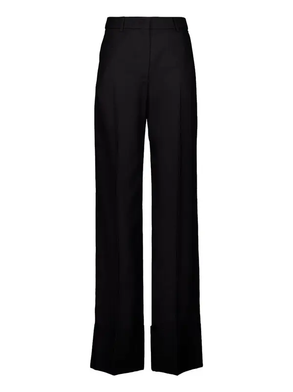 Valentino Garavani Tailored Woven Silk Wide Leg Trousers - Black