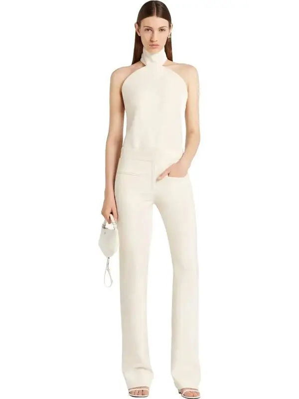 COURREGES Ellipse Mockneck Sleeveless Top - Cream