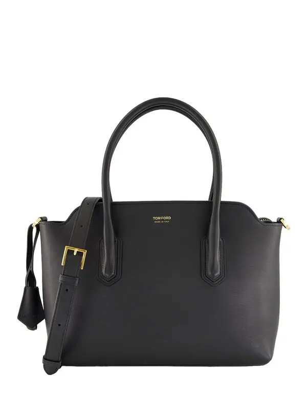 TOM FORD Medium Grain Leather Handbag - Black