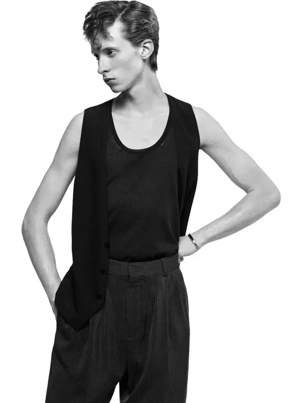 Saint Laurent Silk Crepe Muslin Buttoned Vest - Black
