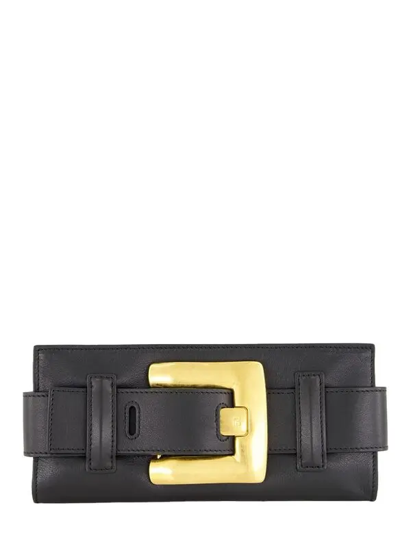 Balmain Anthem Calfskin Clutch Bag - Black