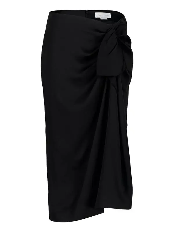 Stella McCartney Gathered Satin Midi Skirt - Black