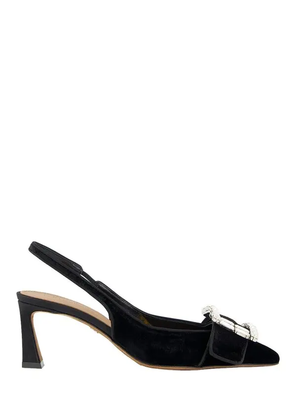 Dolce & Gabbana Velvet Slingbacks With Jeweled Buckle - Black