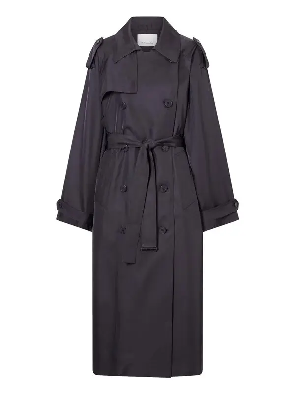 THE FRANKIE SHOP Veyron Double-breasted Belted Twill Trench Coat - Blue