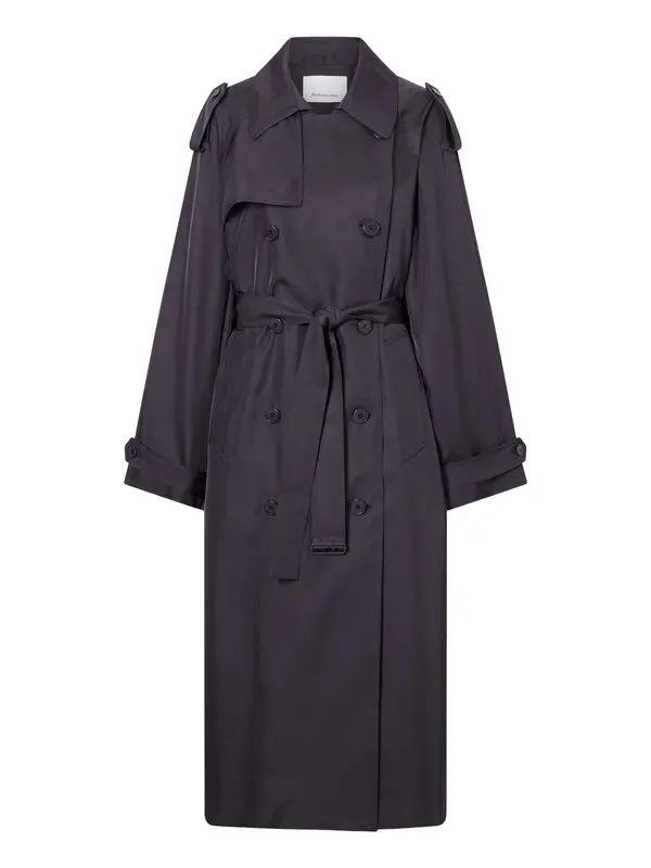 THE FRANKIE SHOP Veyron Double-breasted Belted Twill Trench Coat - Navy