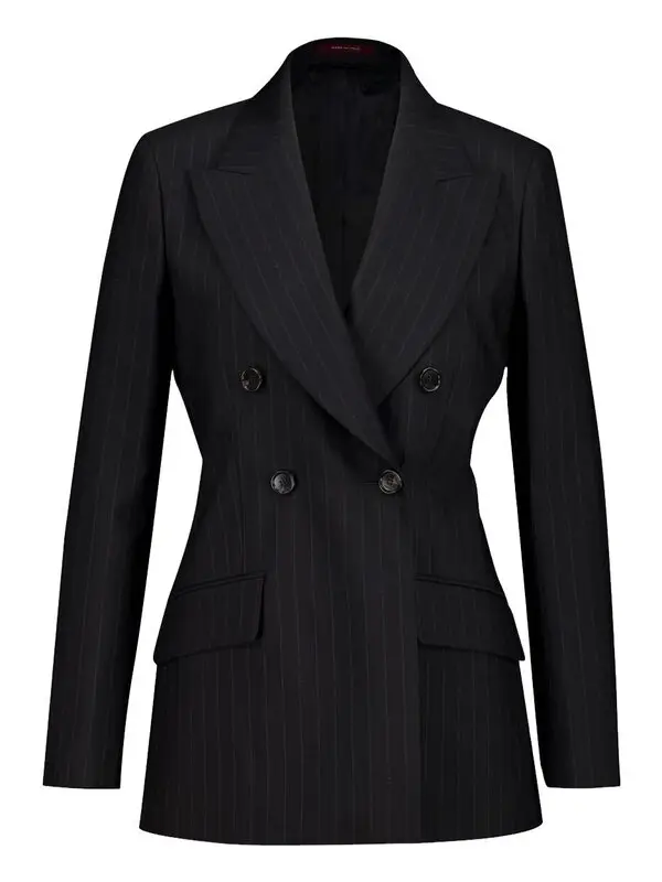 Gucci Pinstripe Wool Jacquard Double-breasted Blazer - Black