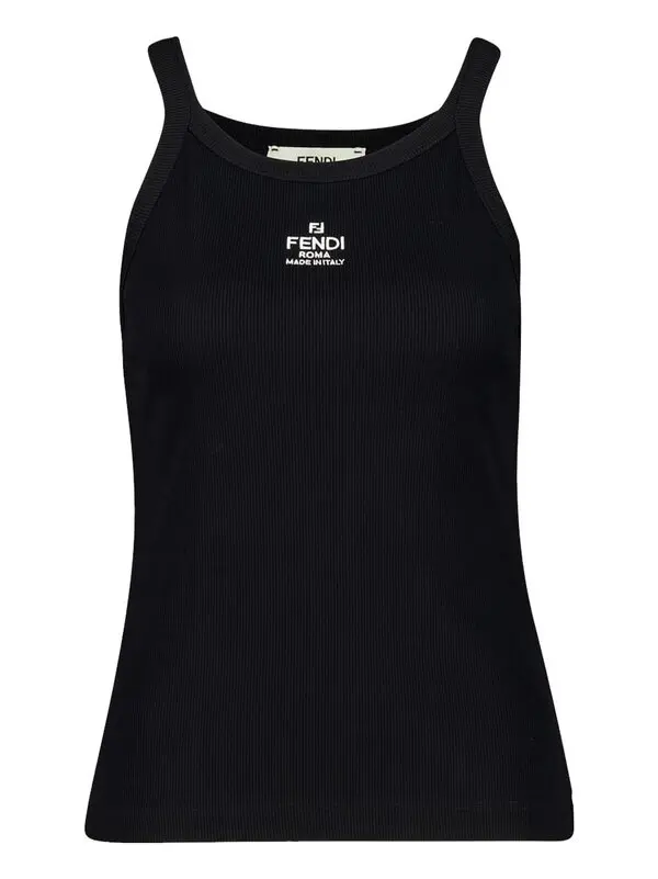 Fendi Cotton Jersey Tank Top - Black