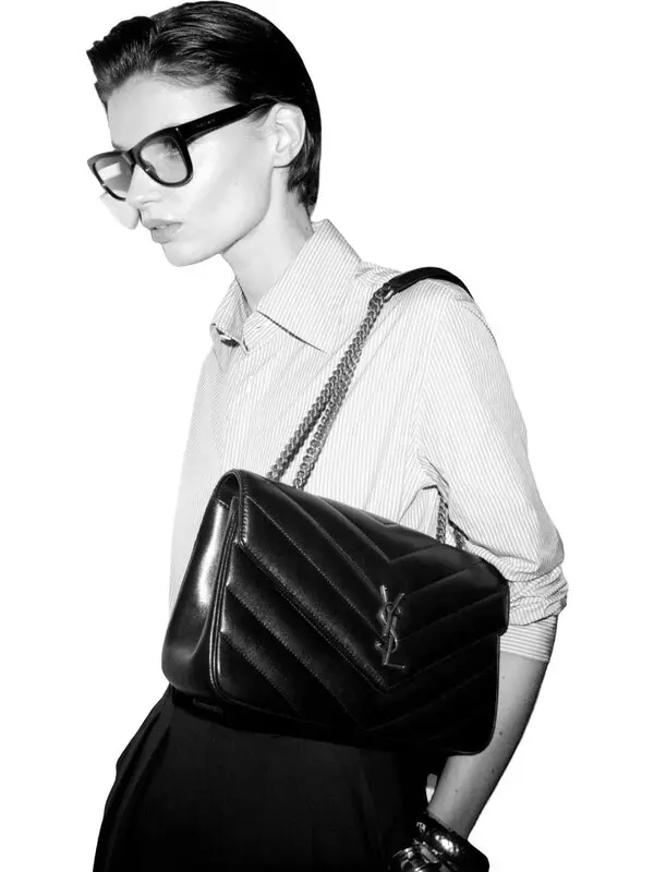 Saint Laurent Loulou Medium Matelassé Leather Bag - Black