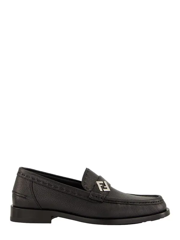 Fendi Ff Metal Selleria Loafers - Black