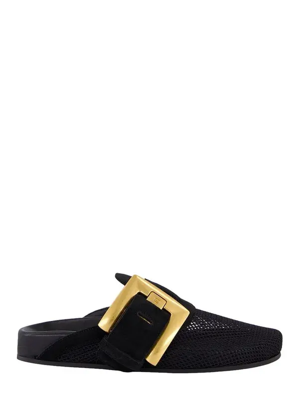 Balmain Anthem Flat Mule Sandals - Black