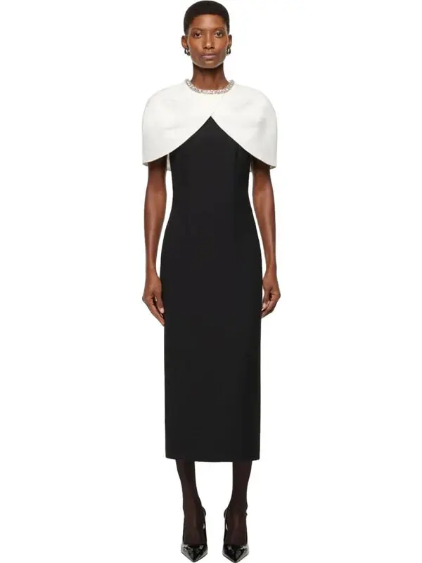 Roland Mouret Midi Dress With Crystal Shawl - Black