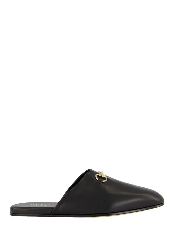Gucci Leather Horsebit Mules - Black