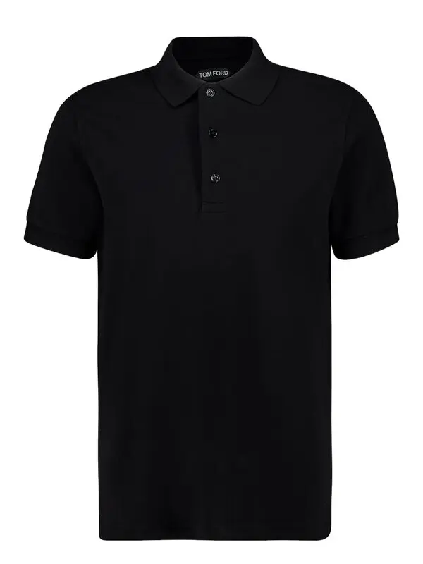 TOM FORD Regular Fit Short-sleeve Piqué Polo Shirt - Black