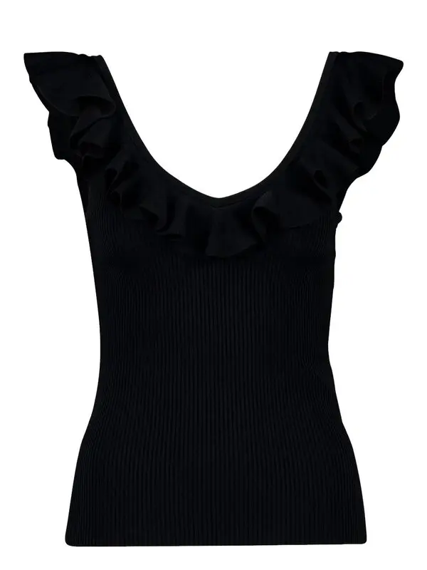 Zimmermann Awaken Frill Knit Tank Top - Black