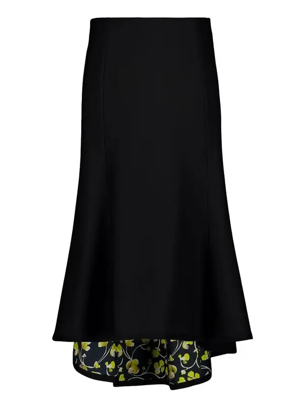 La DoubleJ Flared Midi Skirt - Black