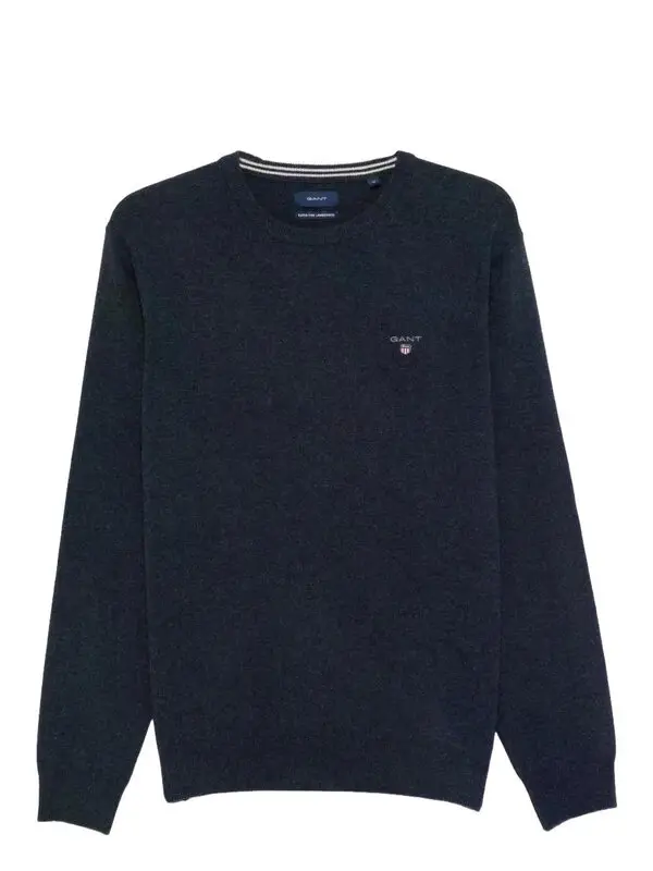 Gant Logo-embroidered Crew-neck Sweater - Blue