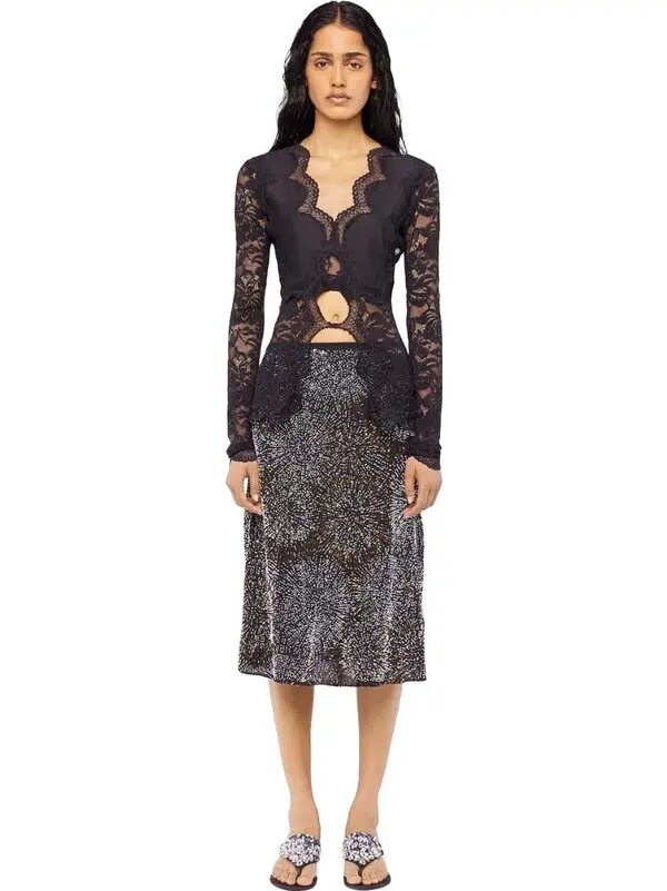Rabanne Lace Long-sleeved Top - Black