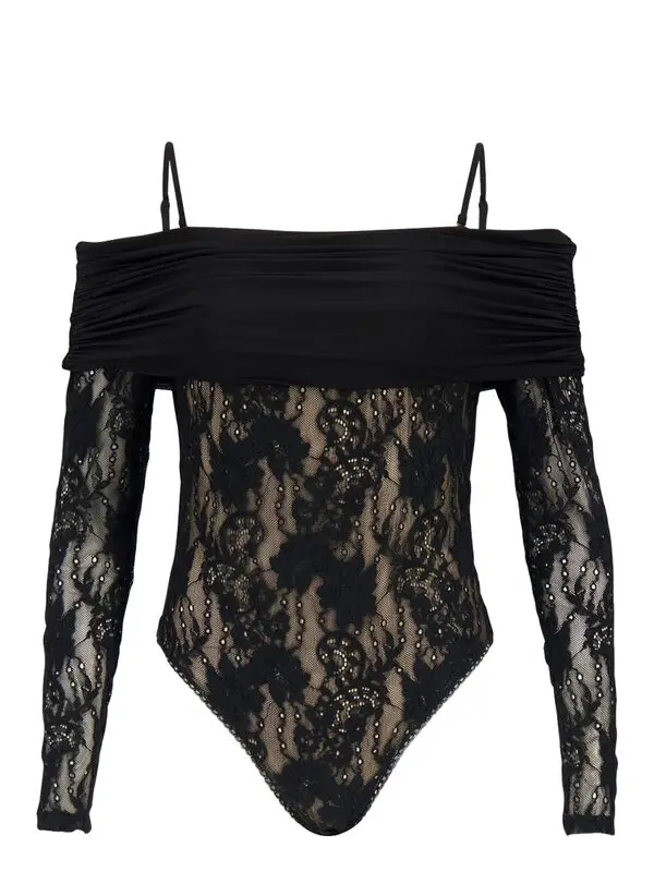 Zimmermann Rebellion Draped Lace Bodysuit - Black
