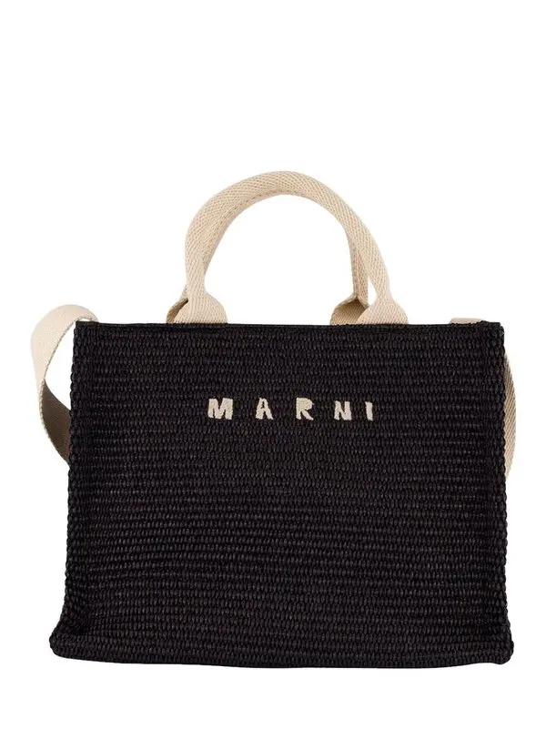 Marni Raffia-effect Small Tote - Black