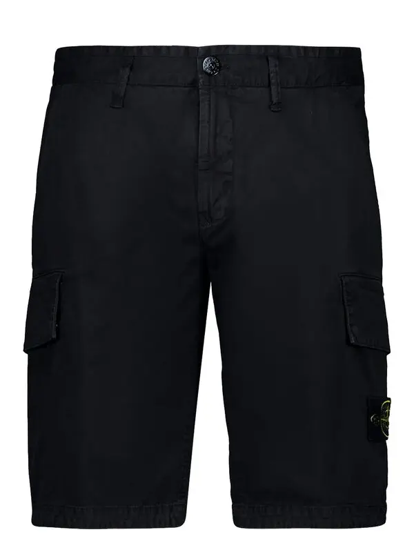 Stone Island Organic Cotton Stretch Cargo Shorts - Black