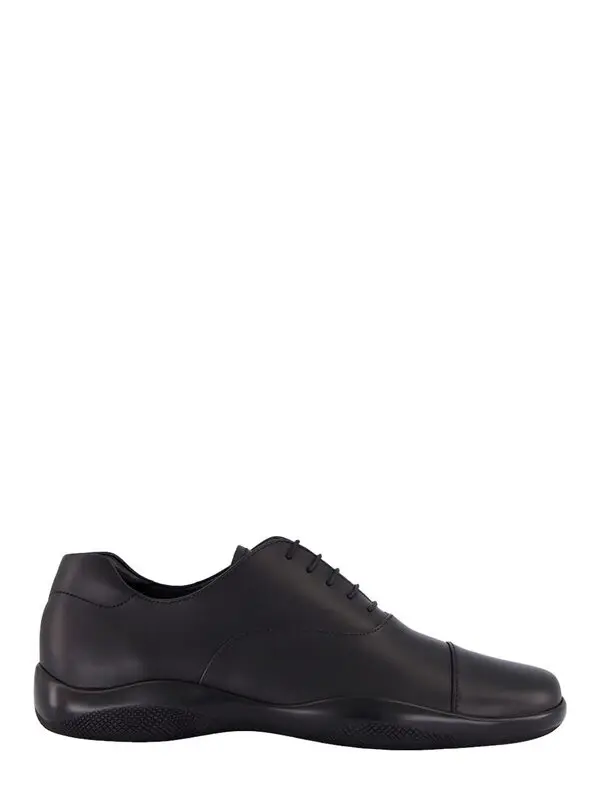 Prada Toblach Laced Leather Shoes - Black