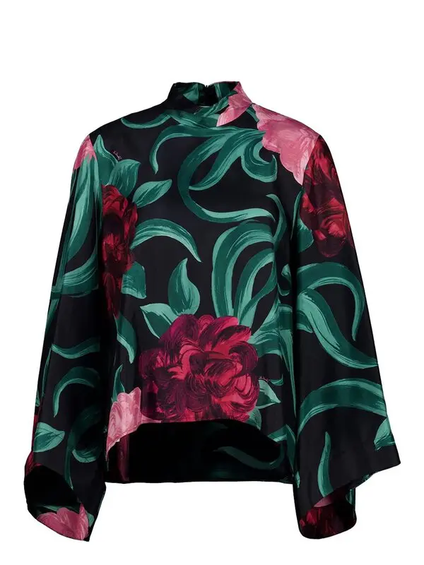 La DoubleJ Floral Long-sleeve Top - Black