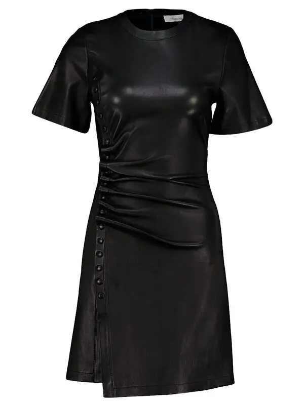 Rabanne Short Gathered Lambskin Dress - Black