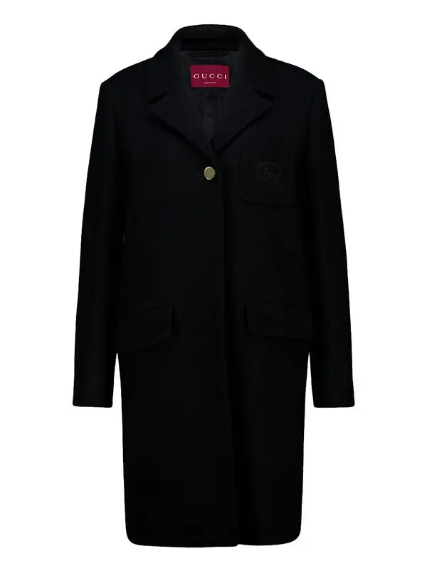 Gucci Batavia Wool Coat With Patch - Black