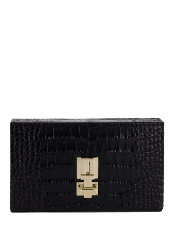 TOM FORD Crocodile Embossed Calf Leather Clutch - Black