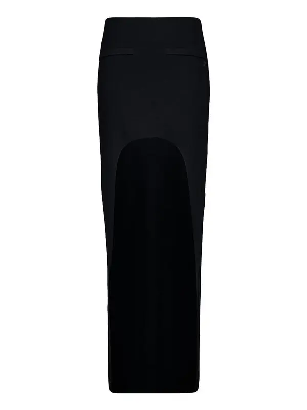 COURREGES Circle-edged Knit Long Skirt - Black
