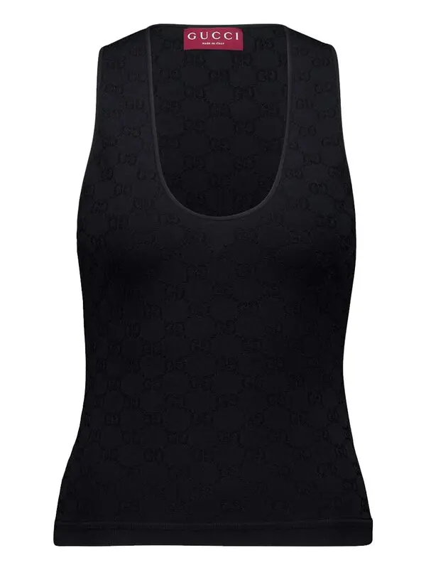 Gucci Gg Jacquard Elastic Tank Top - Black